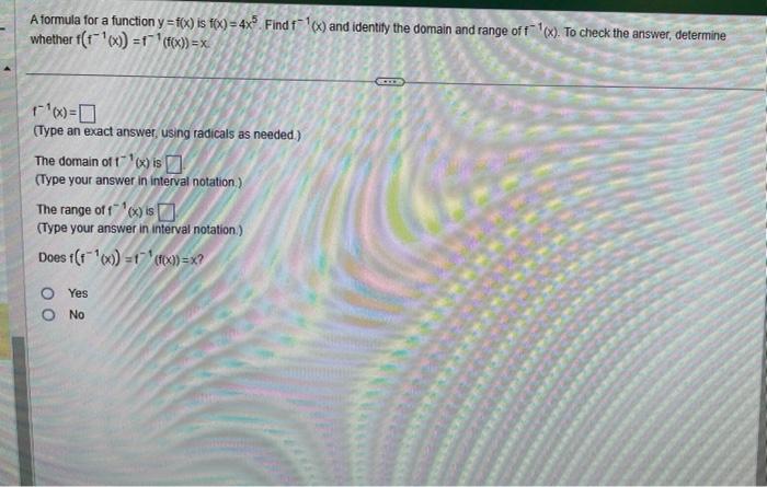 Solved A formula for a function y=f(x) is f(x)=4x5. Find | Chegg.com