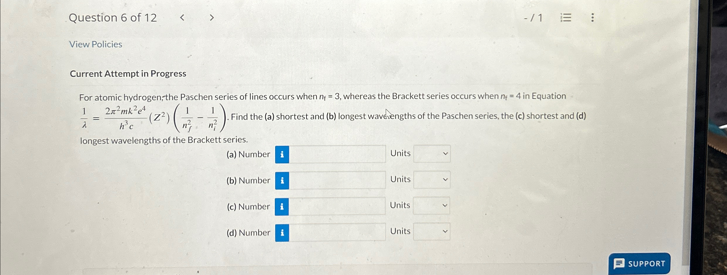 Solved Question 6 ﻿of 12View PoliciesCurrent Attempt in | Chegg.com