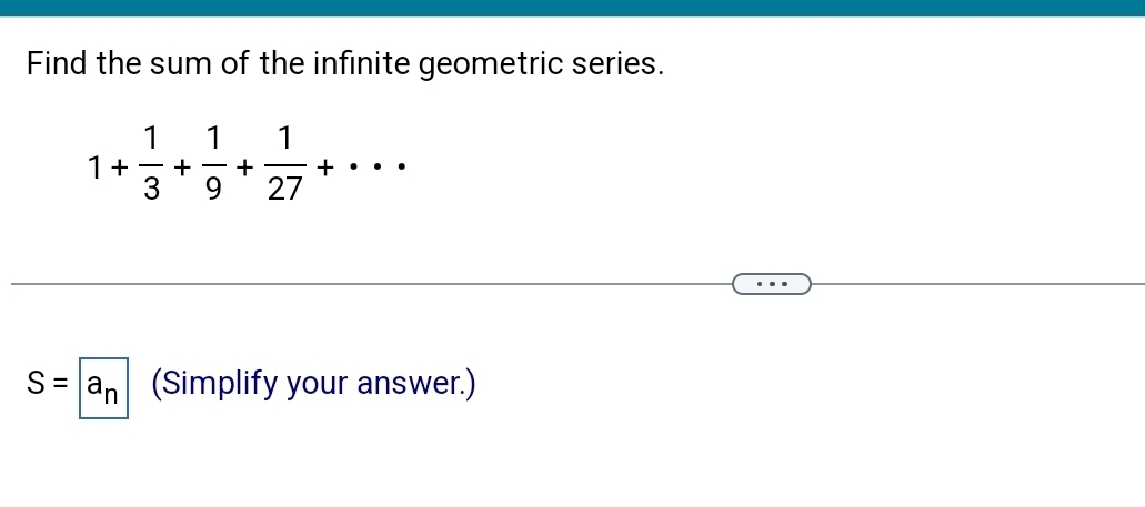 Solved Find the sum of the infinite geometric | Chegg.com