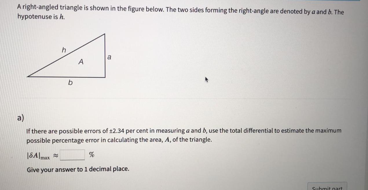 Solved A right-angled triangle is shown in the figure below. | Chegg.com