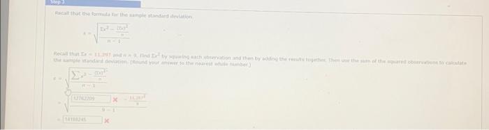 Solved Step 3 Recall that the formula for the sample | Chegg.com