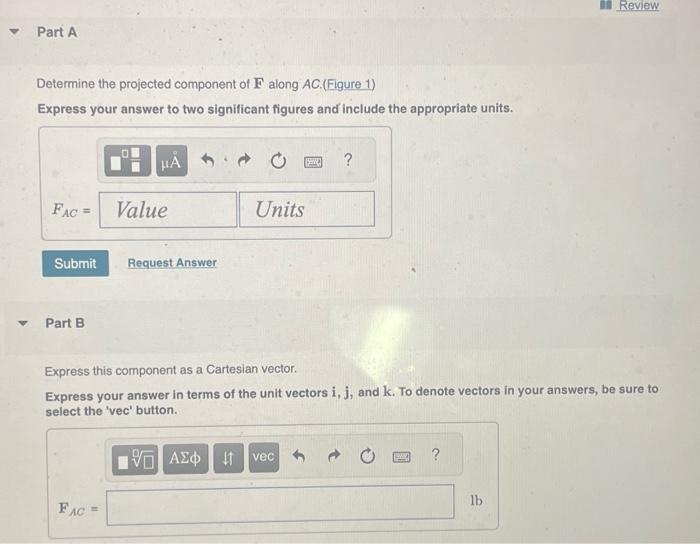 Solved Determine the projected component of F along | Chegg.com