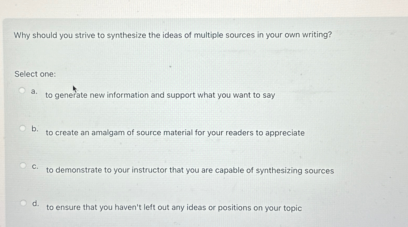 Solved Why should you strive to synthesize the ideas of | Chegg.com