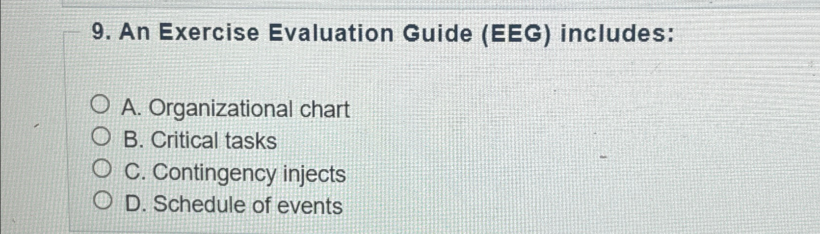 Solved An Exercise Evaluation Guide (EEG) ﻿includes:A. | Chegg.com