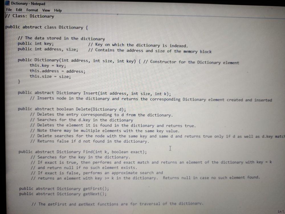 Use Doubly Linked Lists to implement the Dictionary | Chegg.com