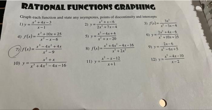 Solved RATIONAL FUNCTIONS GRAPIING Graph each function and | Chegg.com