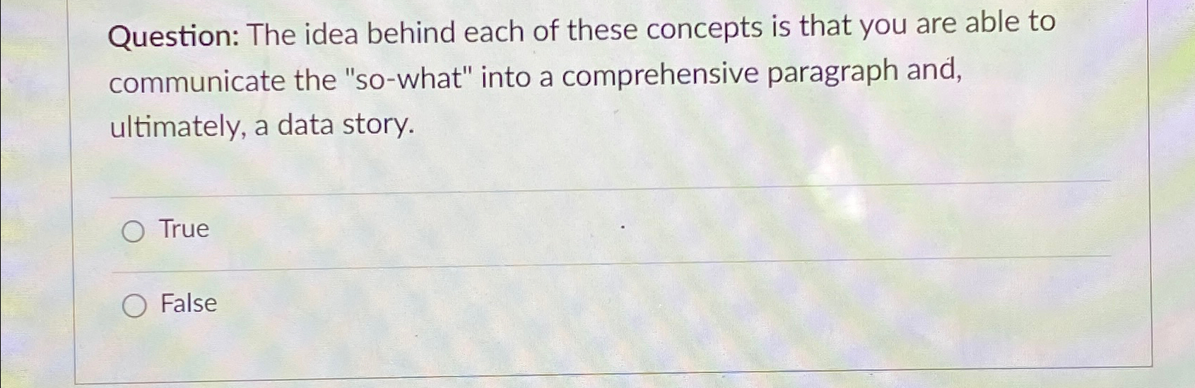Solved Question: The idea behind each of these concepts is | Chegg.com