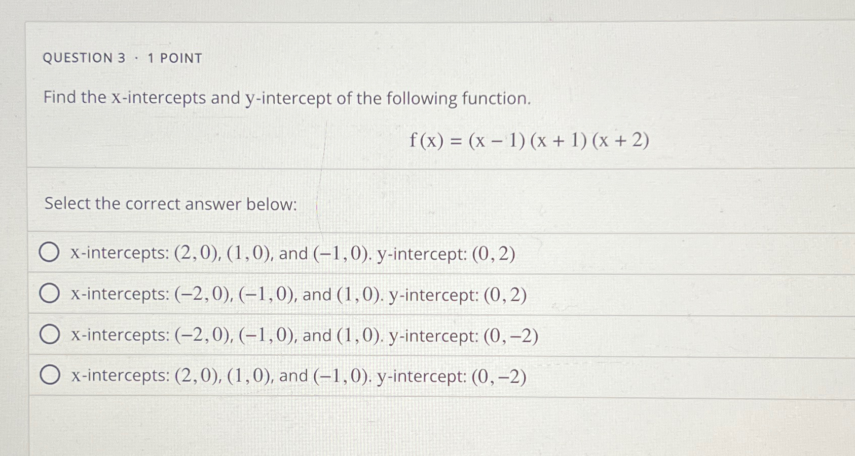 Solved QUESTION 3 - 1 ﻿POINTFind the x-intercepts and | Chegg.com