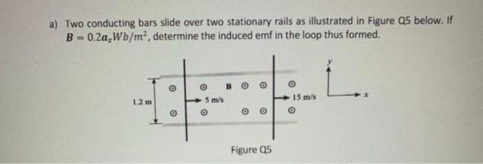 Solved a) Two conducting bars slide over two stationary | Chegg.com