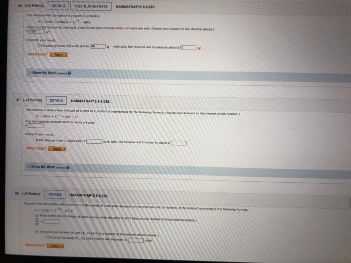 Solved 46 points) DETAILS PREVIOUS ANSWERS HARMATHAP12 | Chegg.com
