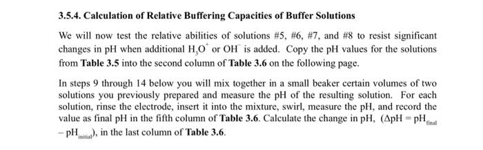 Solved 3.5.4. Calculation of Relative Buffering Capacities | Chegg.com