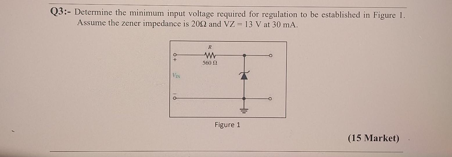 Solved Q3:- Determine the minimum input voltage required for | Chegg.com