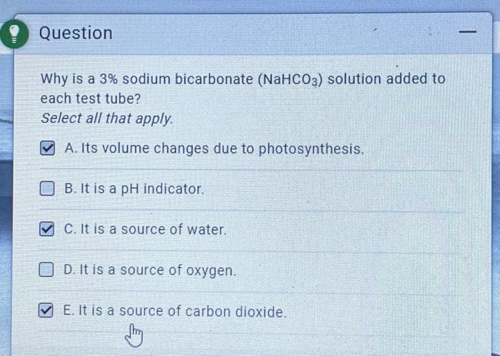 Solved Question Why is a 3% sodium bicarbonate (NaHCO3) | Chegg.com