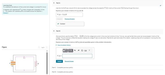 Solved We would like to use the relation V(t)=I(t)R to find | Chegg.com