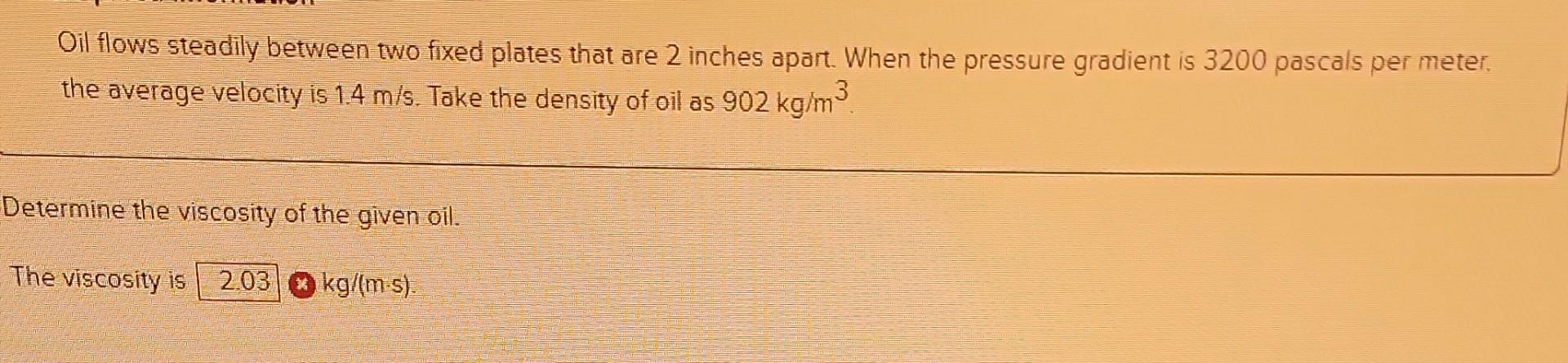Solved Oil flows steadily between two fixed plates that are | Chegg.com