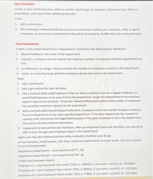 Solved instance variables: 1. name: the name of the employee | Chegg.com