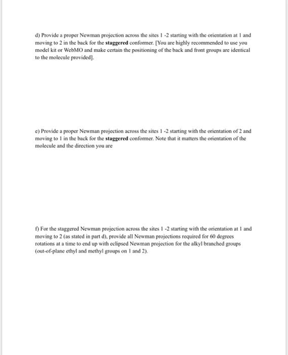 Solved 1) For the structure provided below: a) Show the | Chegg.com