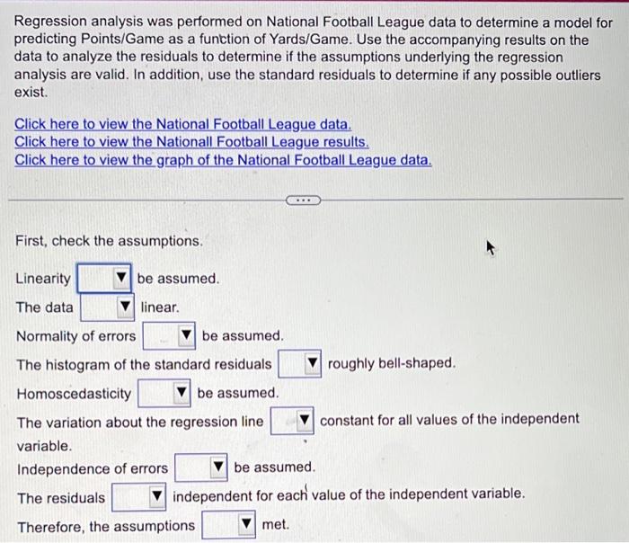 Solved Regression analysis was performed on National | Chegg.com