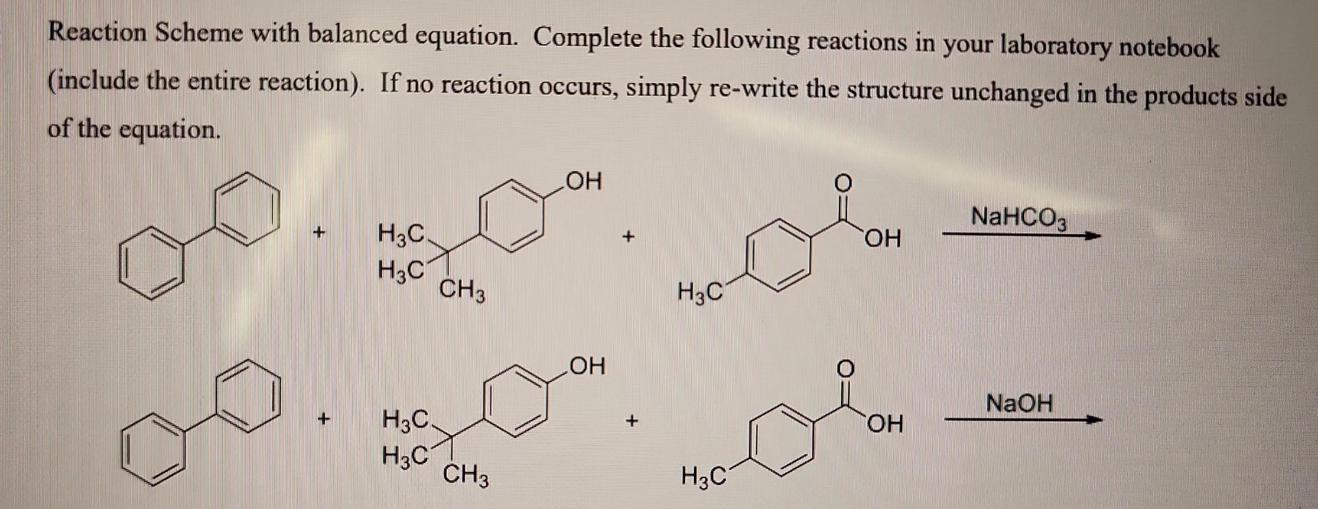 Solved Reaction Scheme with balanced equation. Complete the | Chegg.com