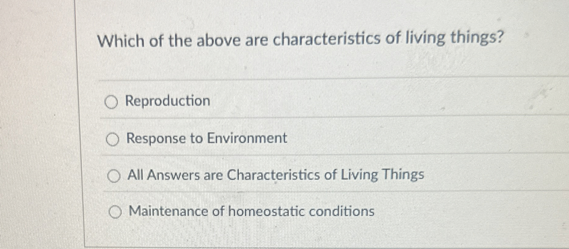 Solved Which of the above are characteristics of living | Chegg.com