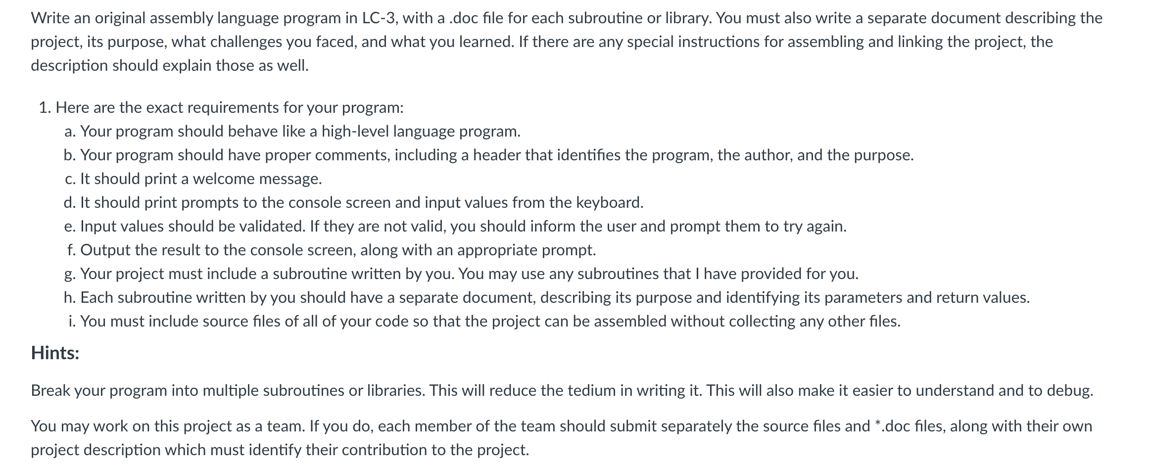 Write an original assembly language program in LC-3, | Chegg.com