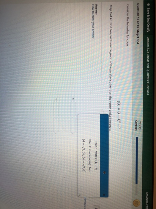 Solved Save & End Certify Lesson: 3.2a Linear and Quadratic | Chegg.com