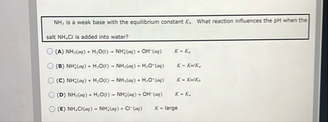 Solved NH3 ﻿is a weak base with the equilibrium constant K2. | Chegg.com