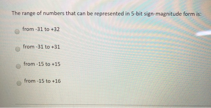 Solved The range of numbers that can be represented in 5-bit | Chegg.com