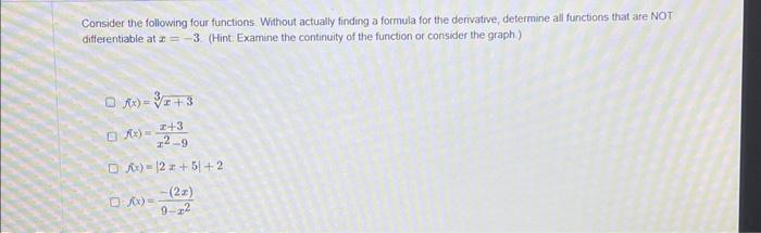 Solved Consider the following four functions. Without | Chegg.com
