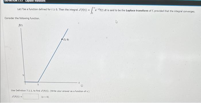 Solved Let f be a function defined for t≥0. Then the | Chegg.com