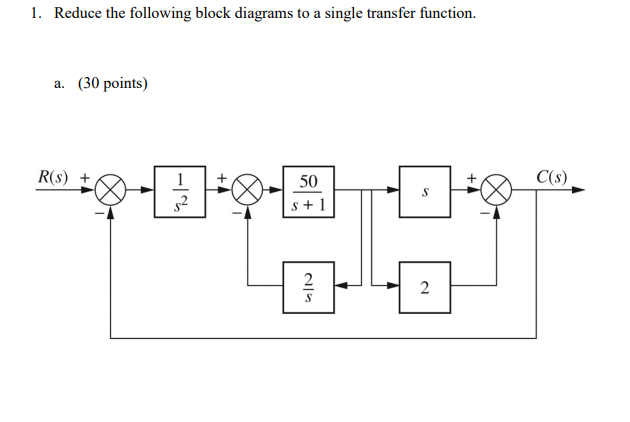 Solved by an EXPERT 1. ﻿Reduce the following block diagrams to a single | Chegg.com