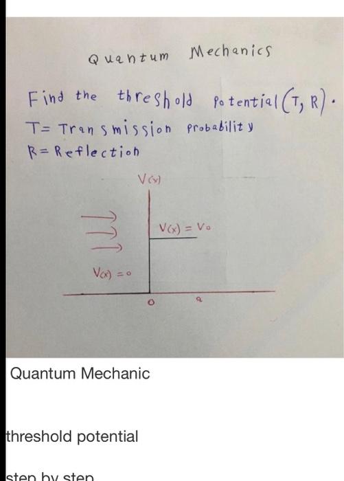 Solved Quantum Mechanics Find the threshold potential (1,r). | Chegg.com