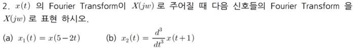 Fourier Transform Of X T Is X Jw Find Fourier