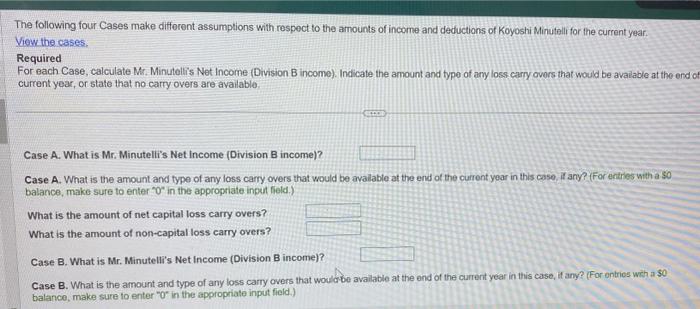 Solved The Following Four Cases Make Different Assumptions