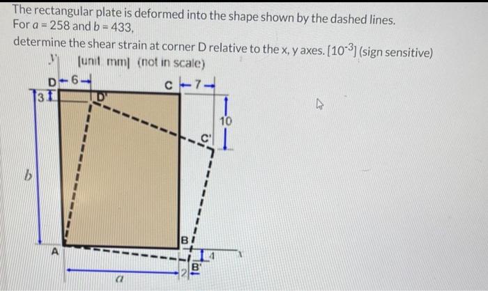Solved The rectangular plate is deformed into the shape | Chegg.com