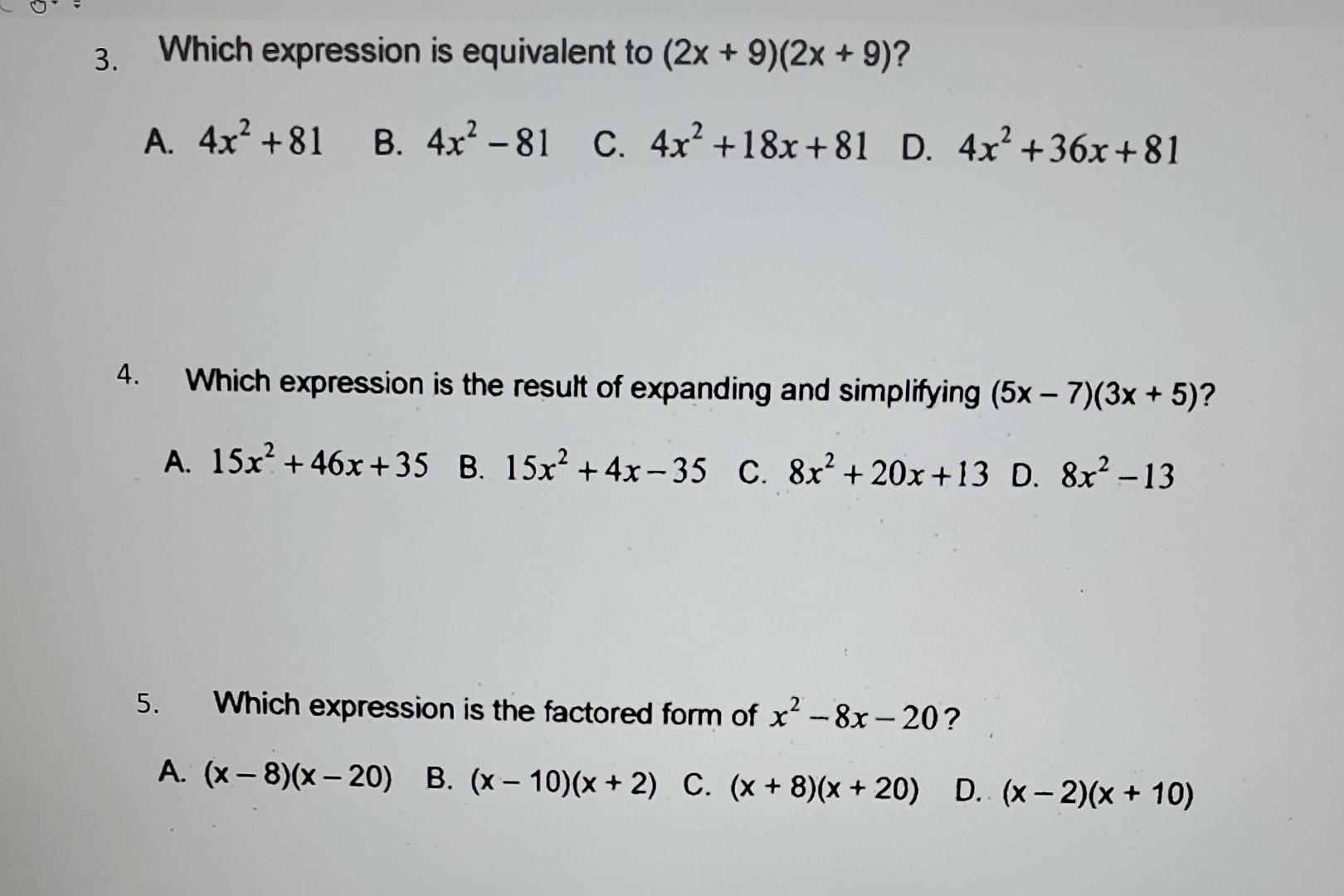 Solved Foundations for College Mathematics, Grade 11 Unit I | Chegg.com