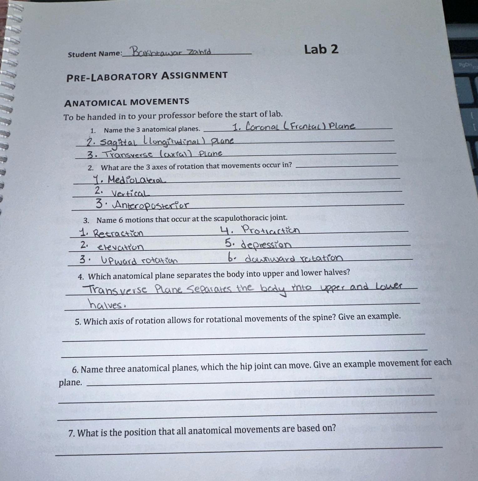 Solved Student Name: Bakhtawar zahidLab 2PRE-LABORATORY | Chegg.com