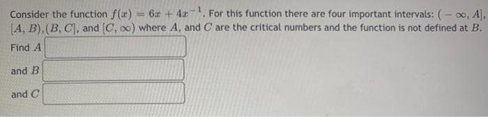 Solved Consider the function f(x) = 6x + 4x -1. For this | Chegg.com