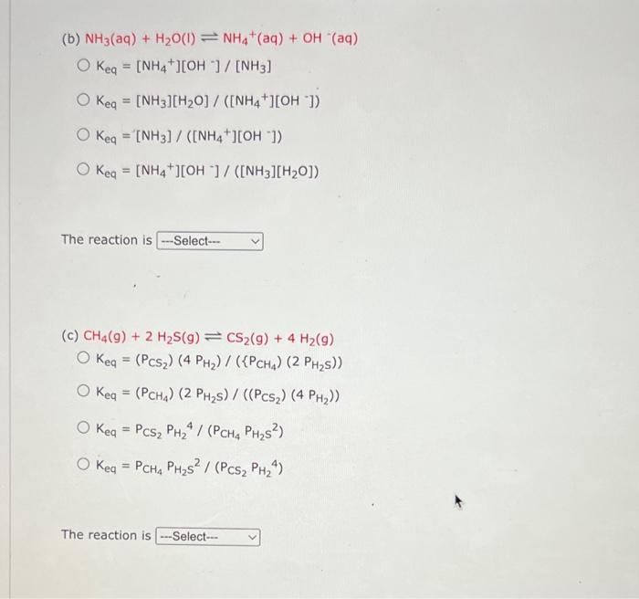 Solved Write the expression for Keq for the following | Chegg.com
