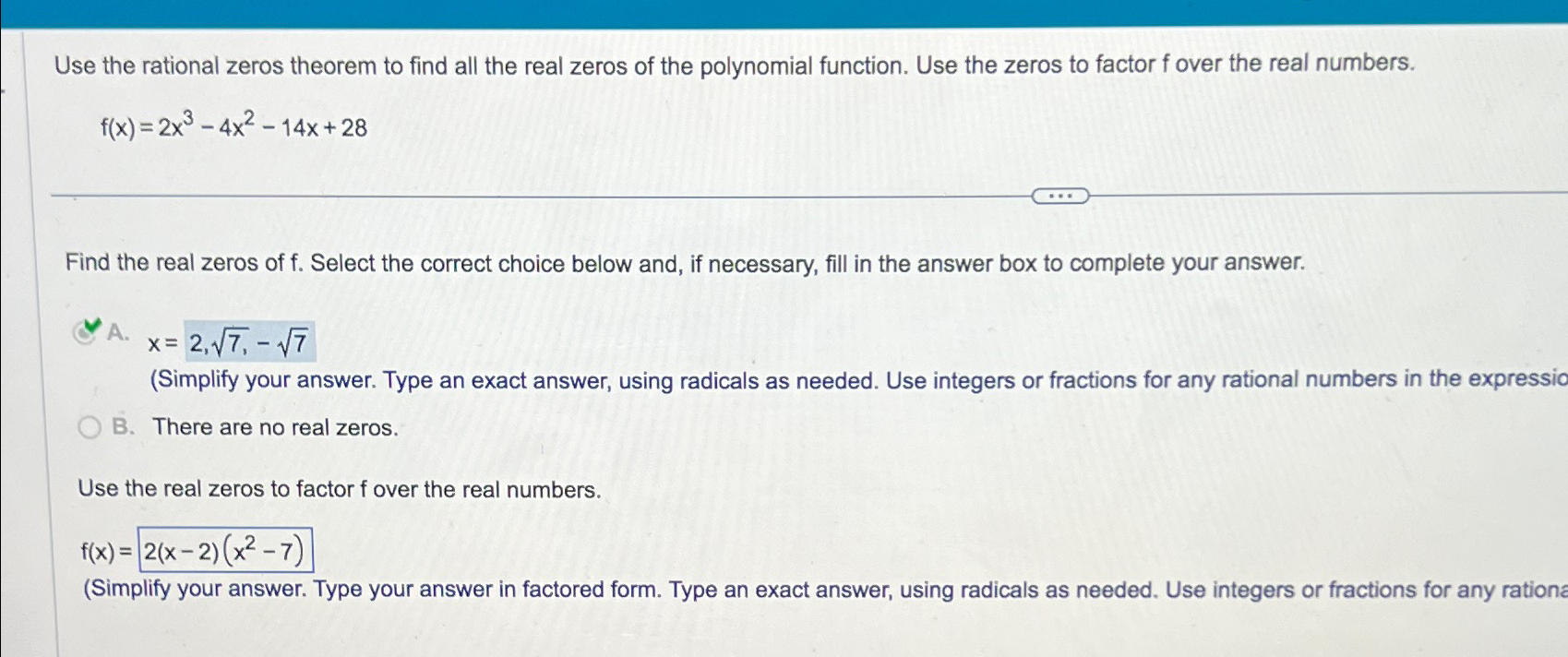 Solved Use the rational zeros theorem to find all the real | Chegg.com