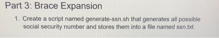 Solved Part 3: Brace Expansion 1. Create a script named | Chegg.com