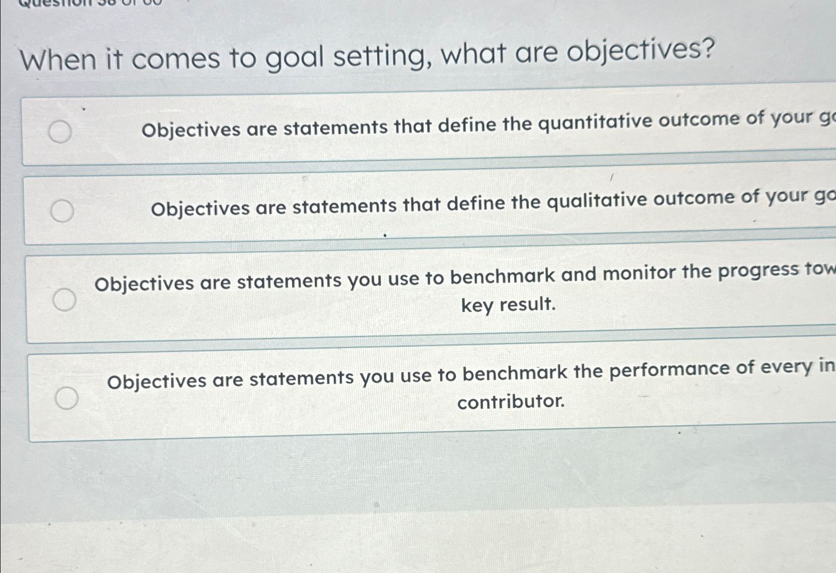 Solved When it comes to goal setting, what are | Chegg.com