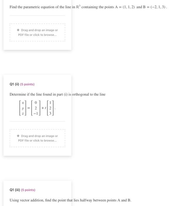 Solved Find the parametric equation of the line in R3 | Chegg.com