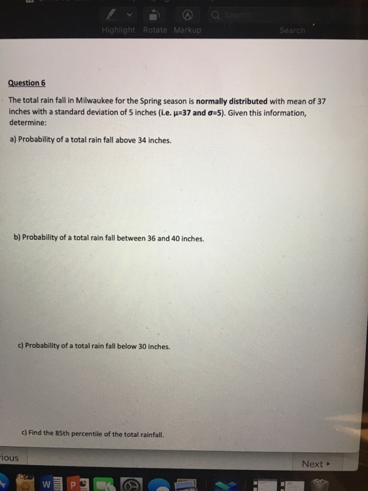 Solved Highlight Rotate Markup Question 6 The total rain | Chegg.com