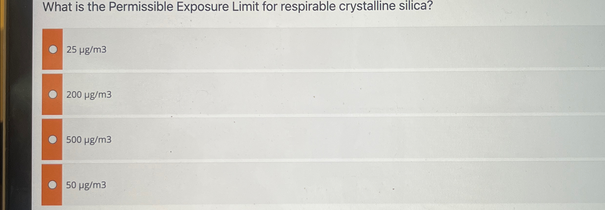 Solved What is the Permissible Exposure Limit for respirable | Chegg.com