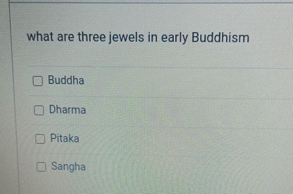 Solved what are three jewels in early Buddhism Buddha Dharma | Chegg.com