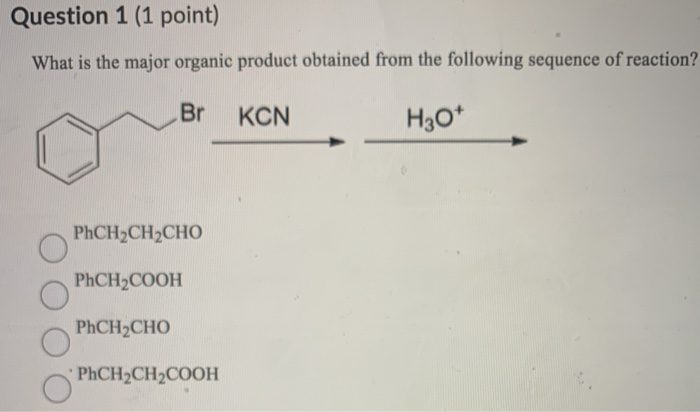 Solved Question 1 (1 point) What is the major organic | Chegg.com