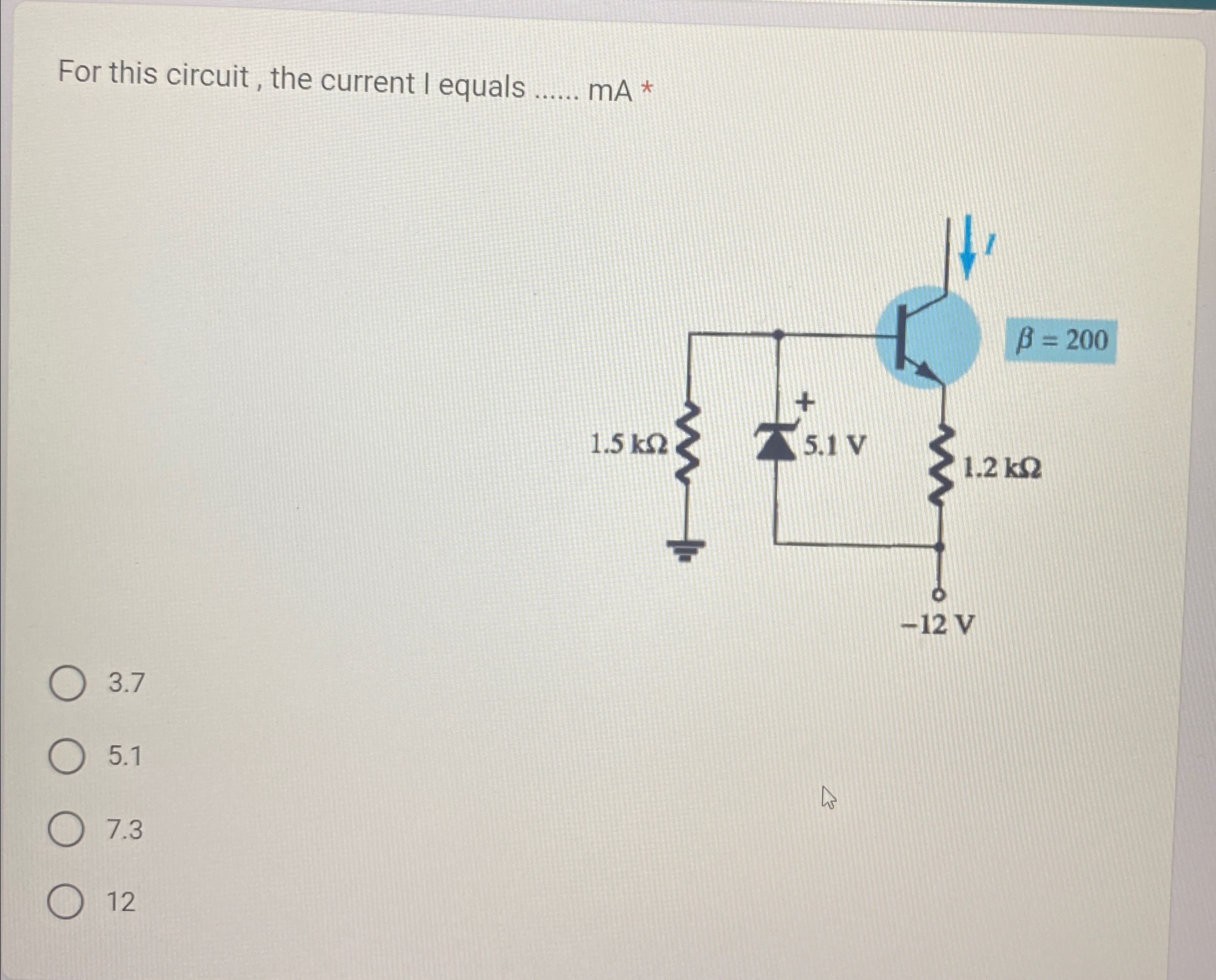 Solved For this circuit , ﻿the current I equals | Chegg.com