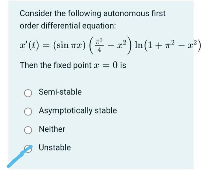 Solved Consider the following autonomous first order | Chegg.com