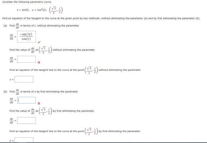 Solved Consider the following parametric curve. | Chegg.com